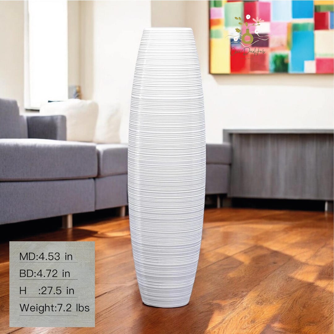 Large Minimalist White Resin Vase, Large Resin Flower Vase, Decorative ...
