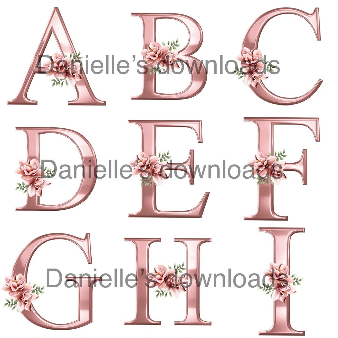 Floral Alphabet, Alphabet Clipart, Floral Letters Digital Download ...