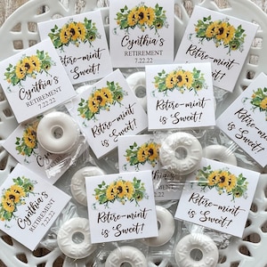 Retirement Mint Favors, Retire Mint, Custom Mints, Sunflower Theme ...