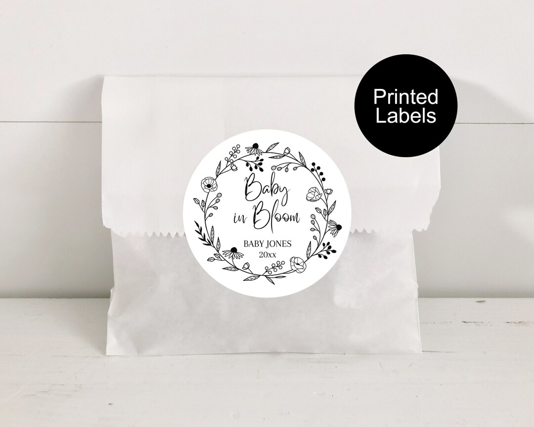 Baby in Bloom Labels, Wildflower Stickers, Baby Shower Favor Labels ...