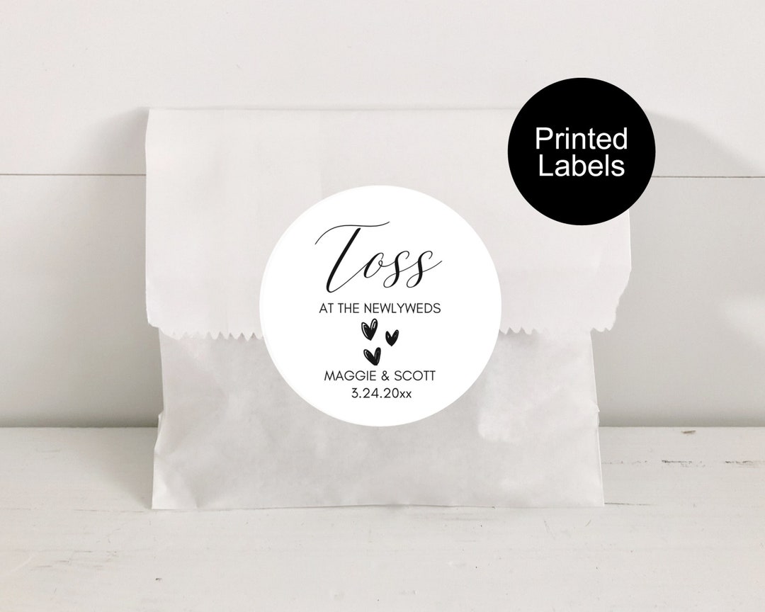 Toss at the Newlyweds Labels, Wedding Favor Stickers, Petal Toss ...