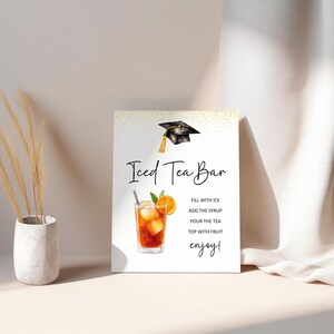 Graduation Iced Tea Bar Sign, Minimalist Table Sign, Mocktail Menu Sign ...