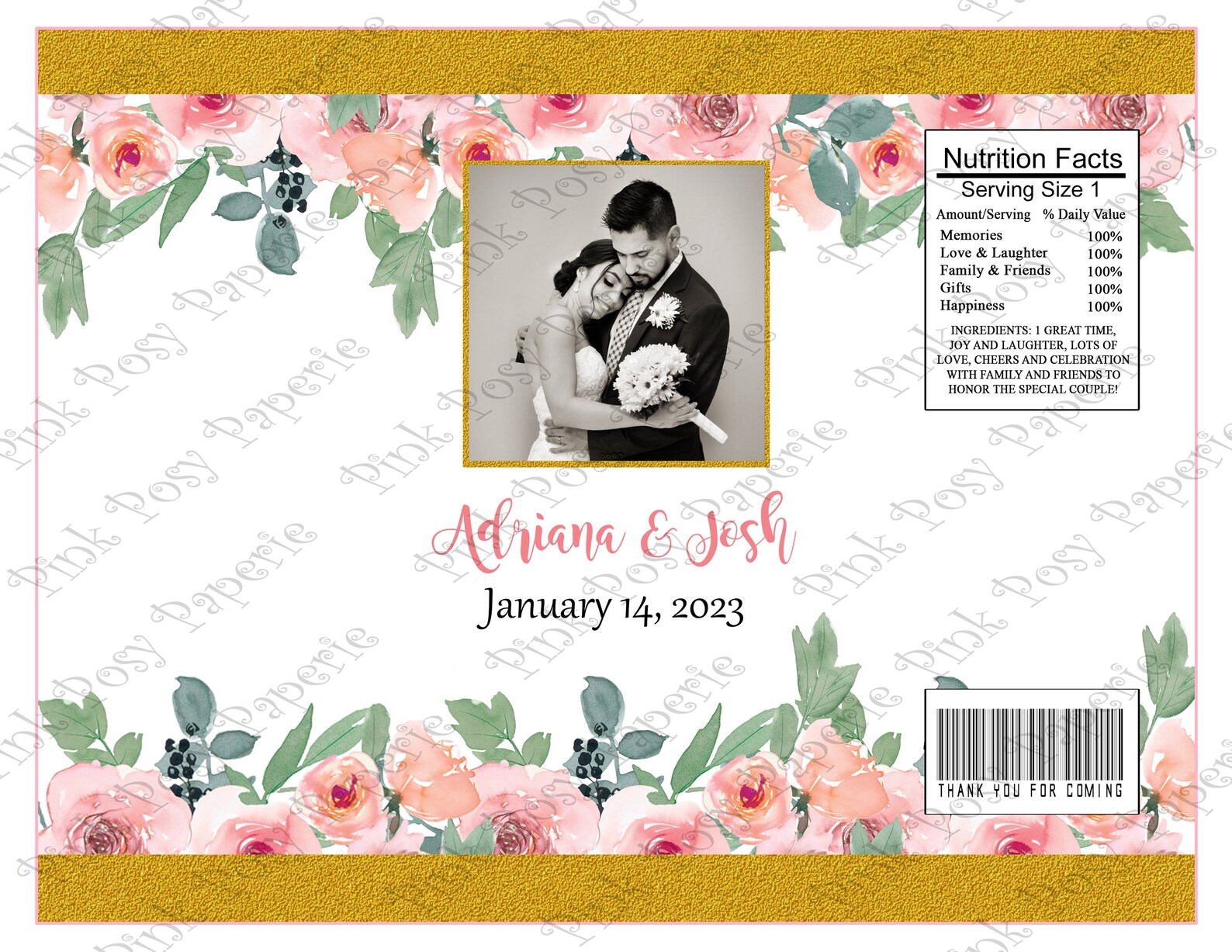 Wedding Photo Chip Bag Pink Floral Chip Bag Engagement - Etsy