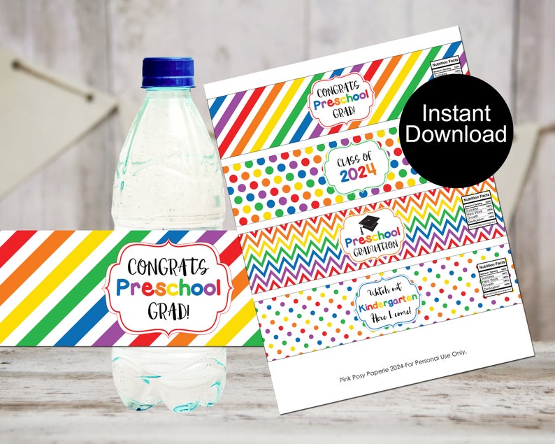 Graduation Water Bottle Labels, Preschool Graduation, Class of 2024 ...