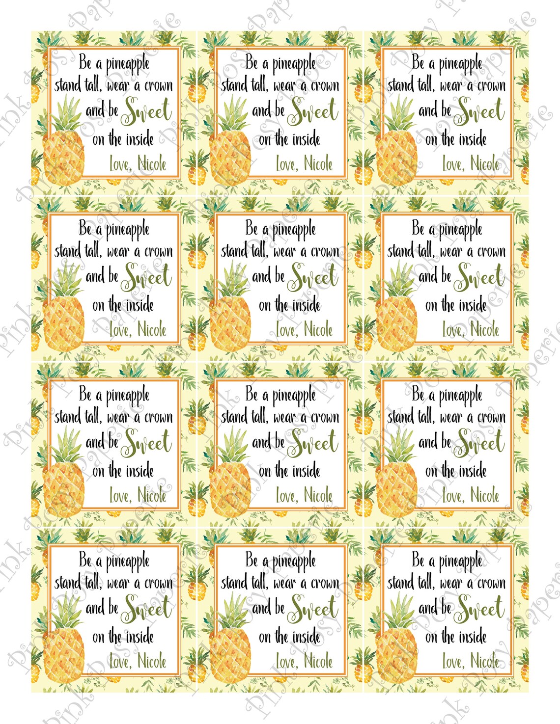 Editable Pineapple Tags Be a Pineapple Fruit Gift Tags - Etsy