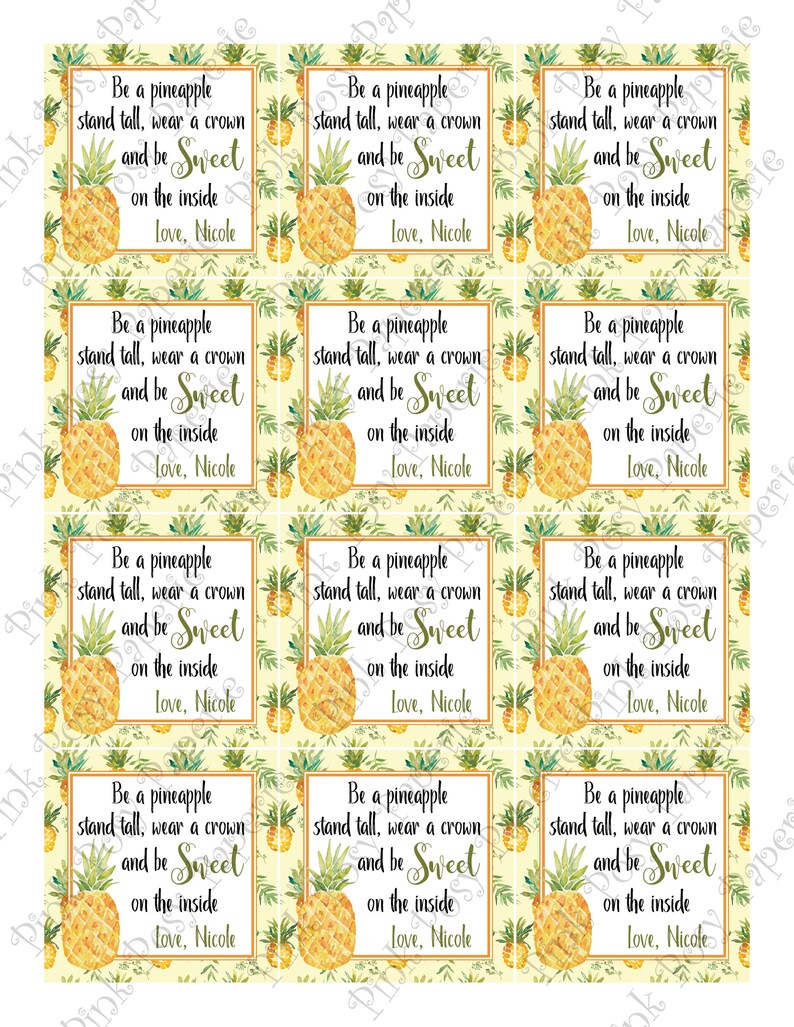 Editable Pineapple Tags Be a Pineapple Fruit Gift Tags - Etsy