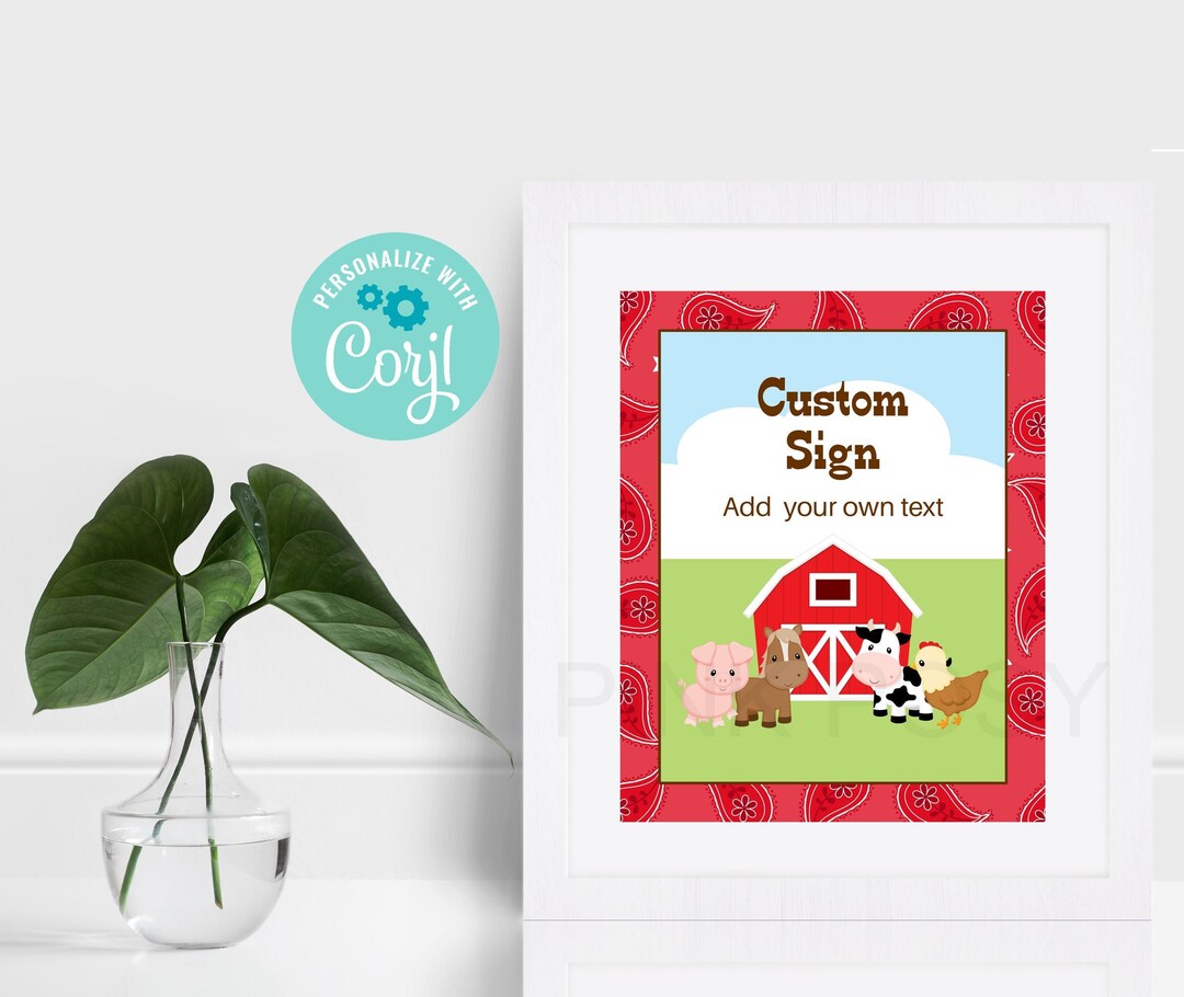 Editable Farm Birthday Sign, Custom Birthday Sign, Printable Birthday ...