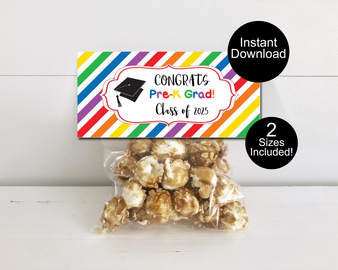 Pre-k Graduation Treat Bag Toppers, School Party Favors, Class of 2025 ...
