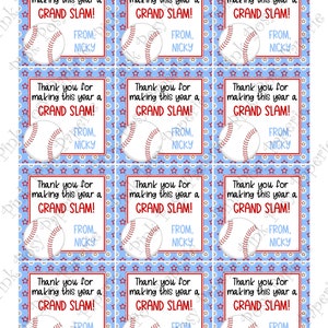 End of School Year Tags, Baseball Tags, Classmate Gift Tags, Teacher ...