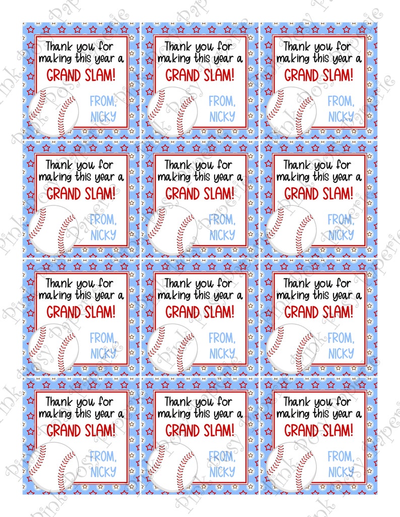 End of School Year Tags, Baseball Tags, Classmate Gift Tags, Teacher ...