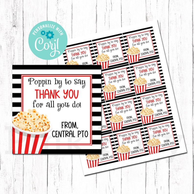 Popcorn Appreciation Tags Teacher Appreciation Tags End of - Etsy