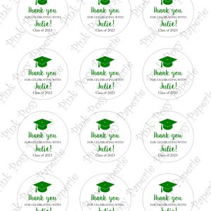 Editable Graduation Favor Labels, Green Graduation Labels, Graduation ...