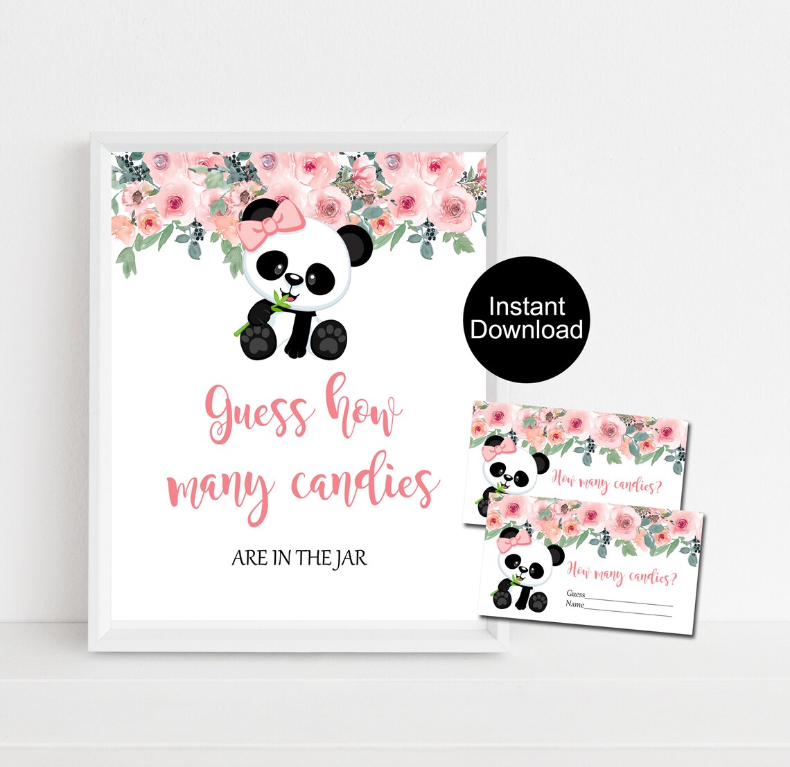 Panda Shower Candy Guessing Game Girl Baby Shower Panda Baby - Etsy
