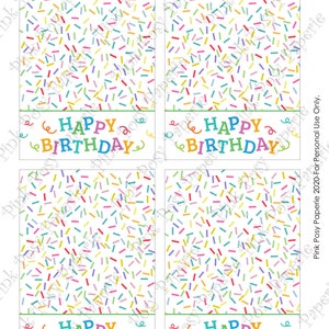 Printable Birthday Cookie Cards, 3.5 X 5 Cookie Card, Birthday Cookie ...