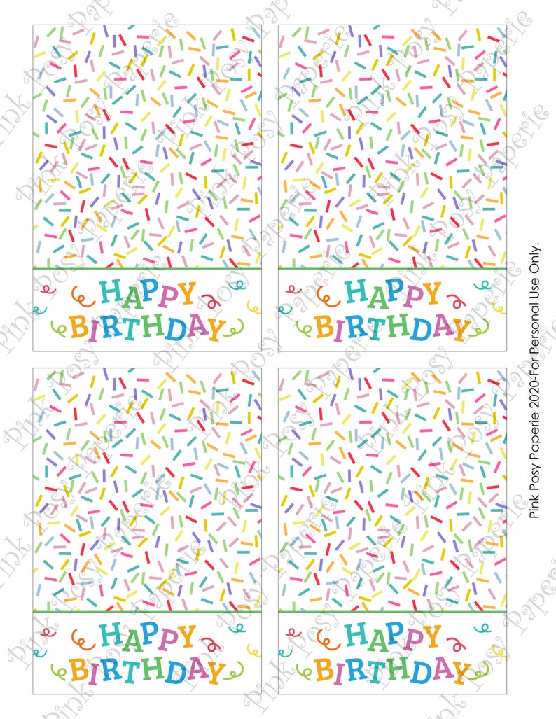 Printable Birthday Cookie Cards 3.5 X 5 Cookie Card Birthday | Etsy