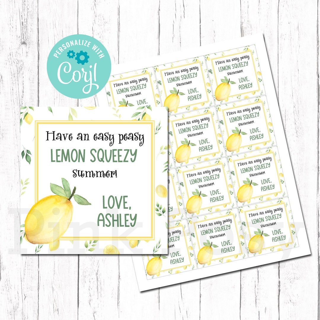 Editable Lemon Tags, Easy Peasy Lemon Squeezy, End of School Year Tags ...