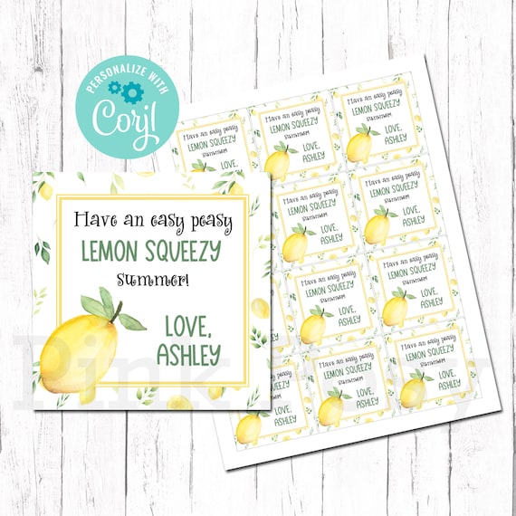 Editable Lemon Tags Easy Peasy Lemon Squeezy End of School - Etsy