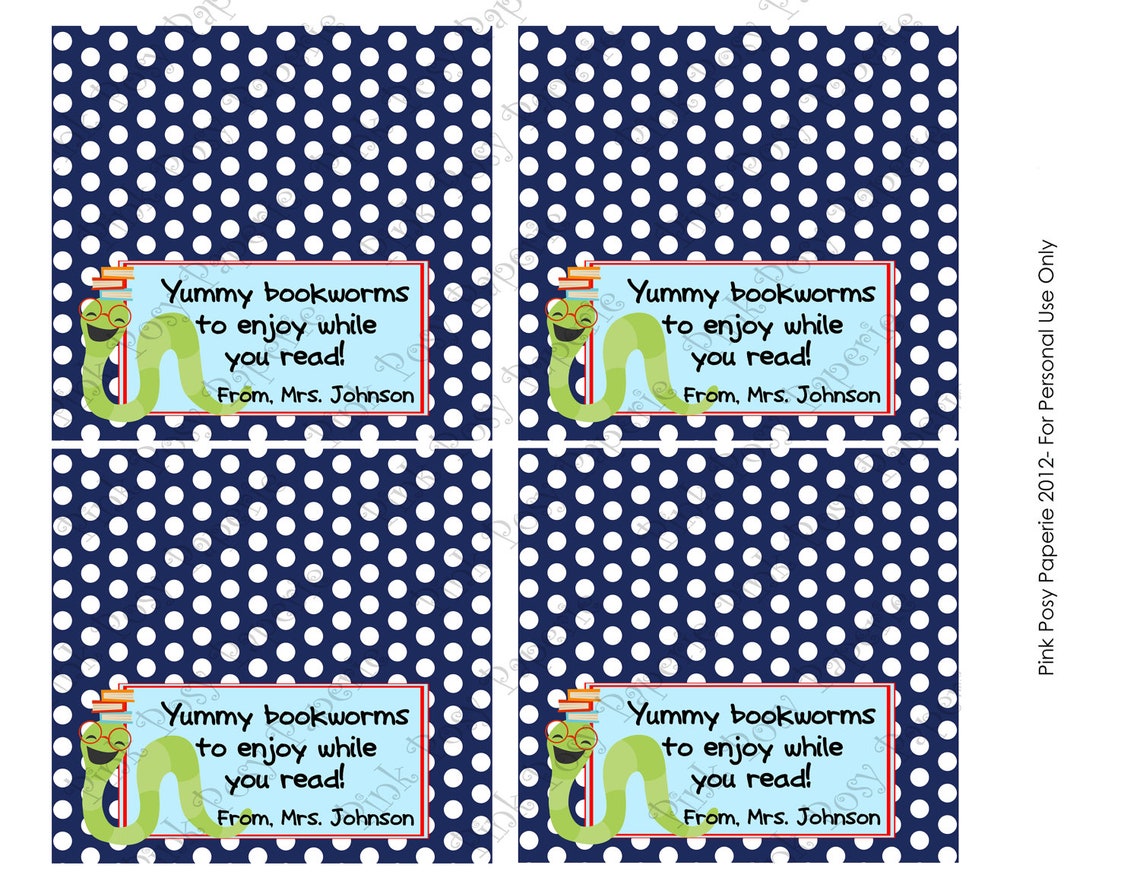 Bookworm Toppers, School Treat Bag Favors, Back to School Treats ...