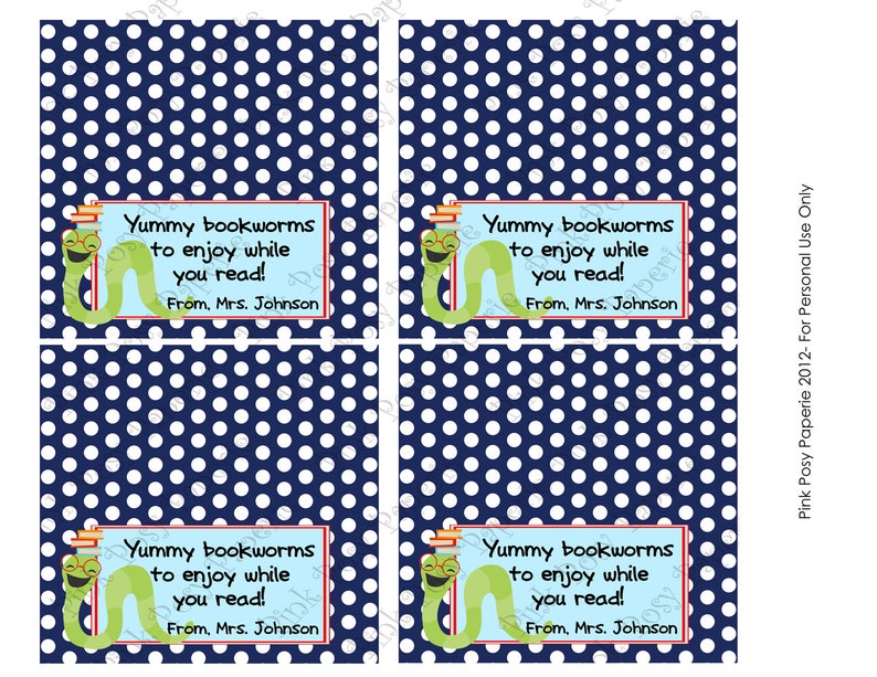 Bookworm Toppers School Treat Bag Favors Back to School | Etsy