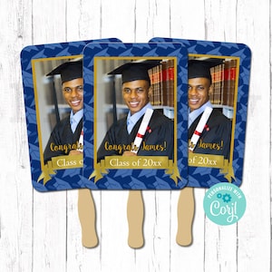 Graduation Hand Fans, Navy Blue Graduation Fans, Class of 2024 ...