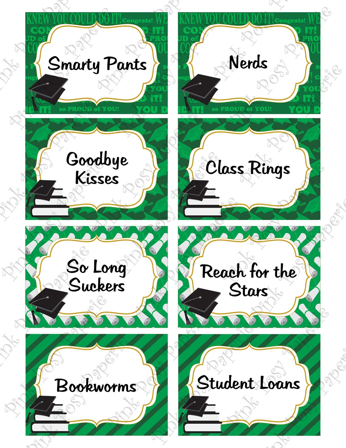 Editable Graduation Candy Labels, Candy Bar, Candy Buffet, Green Theme ...