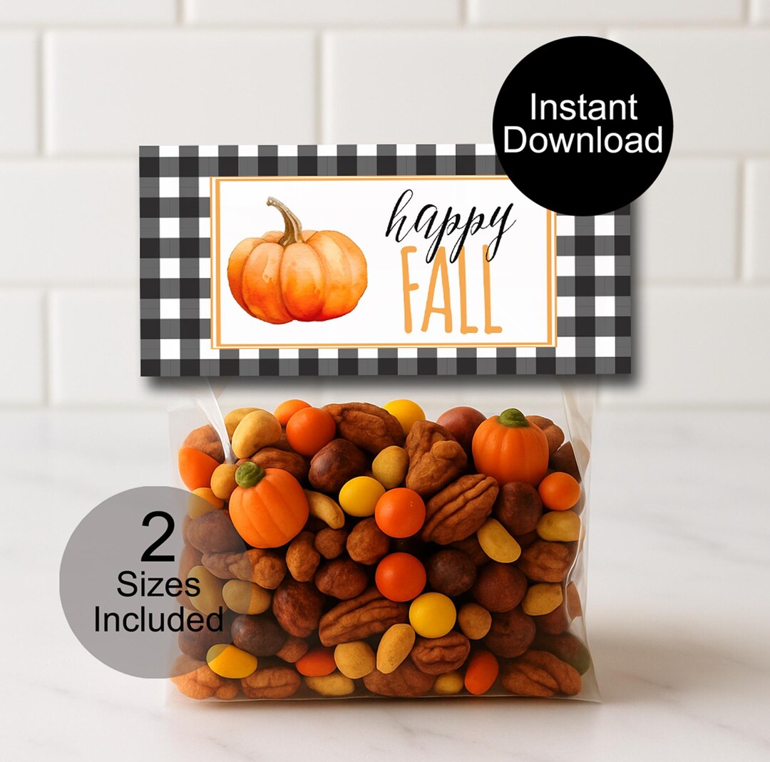 Happy Fall Bag Toppers, Fall Treats, Treat Bag Toppers, Printable Candy ...