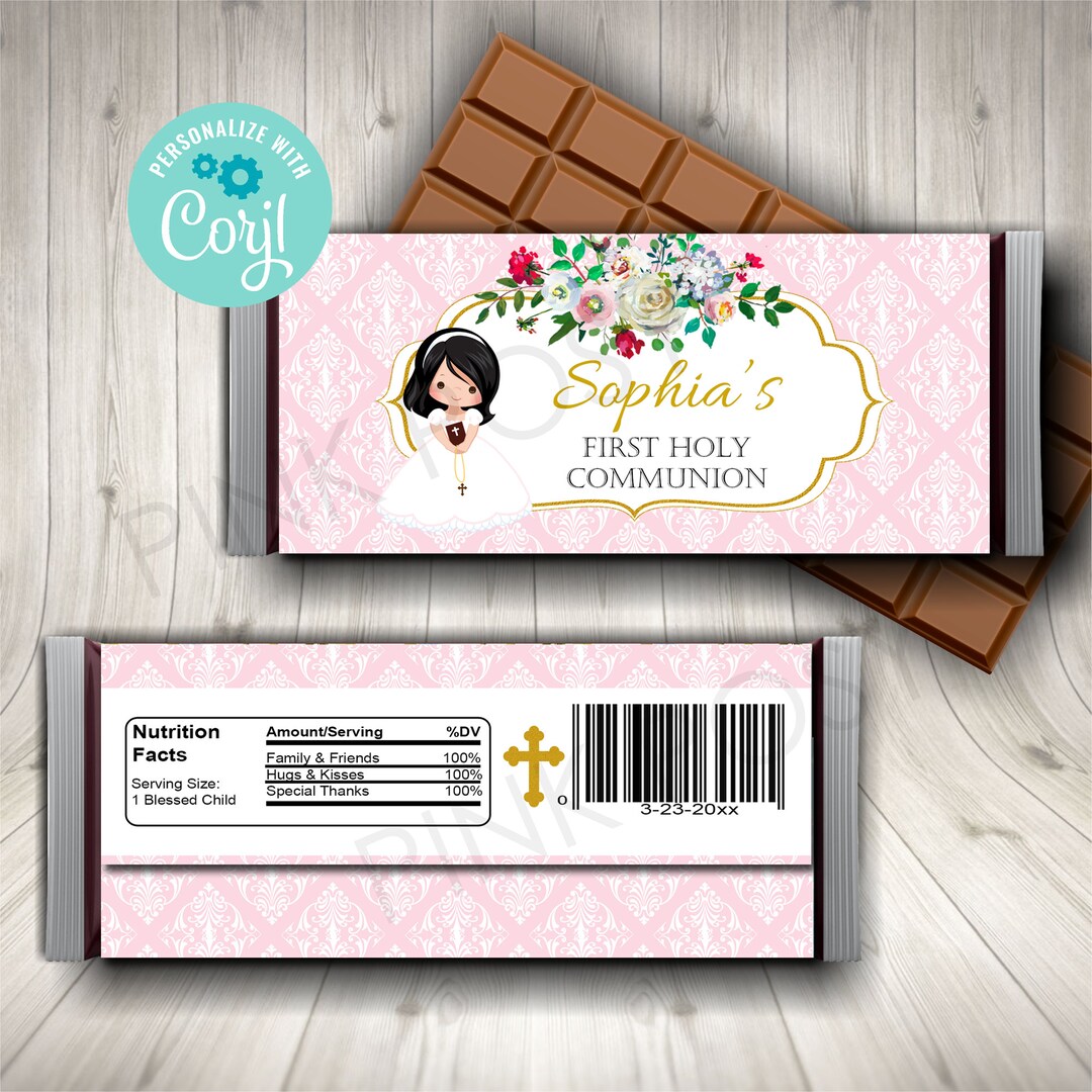Editable Communion Candy Bar Wrapper, Communion Party Favors, Girl ...