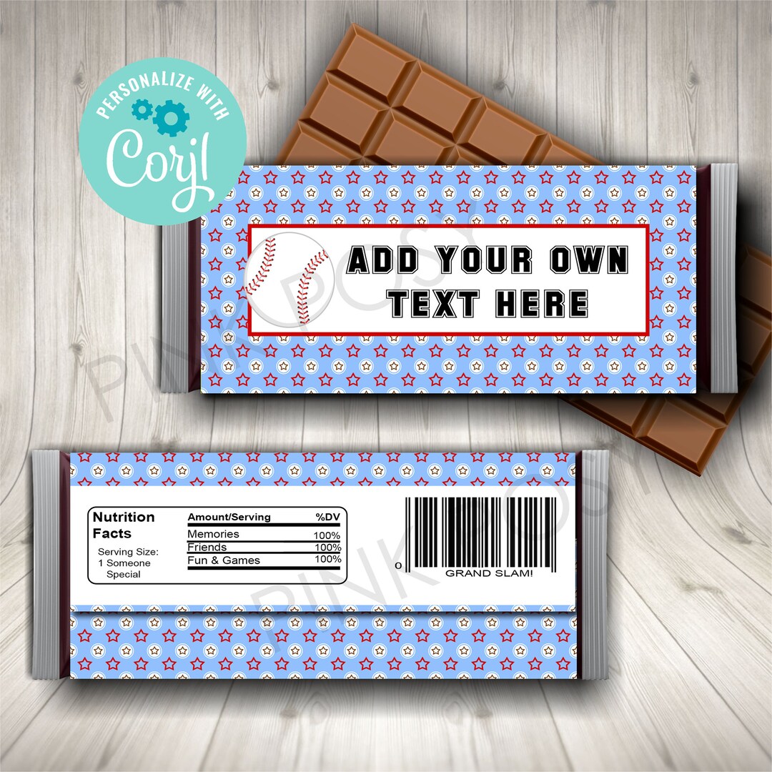 Editable Baseball Candy Bar Wrappers, Baseball Birthday Party Favors ...