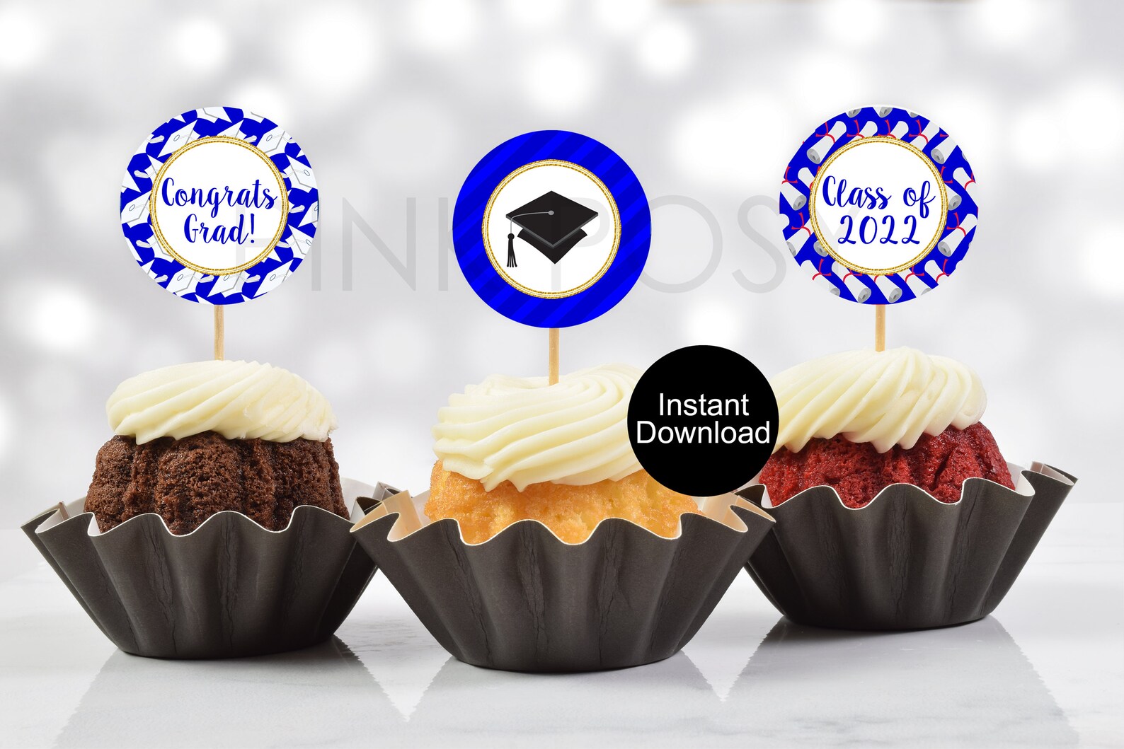 Royal Blue Graduation Cupcake Toppers Blue Graduation Decor | Etsy