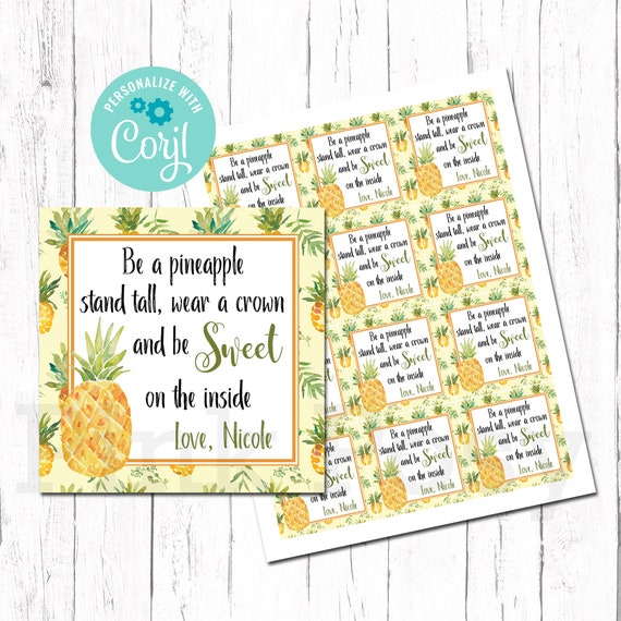 Editable Pineapple Tags Be a Pineapple Fruit Gift Tags - Etsy