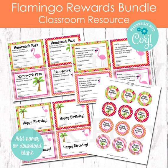 Editable Flamingo Birthday Certificates Tropical Rewards - Etsy