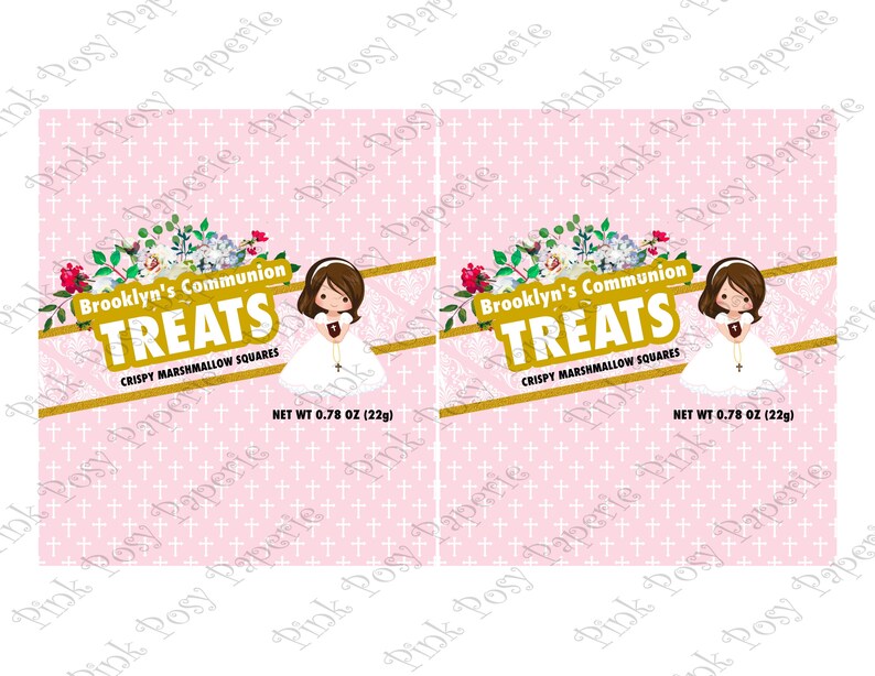 Communion Rice Cereal Treats, Communion Favors, Girl First Communion ...
