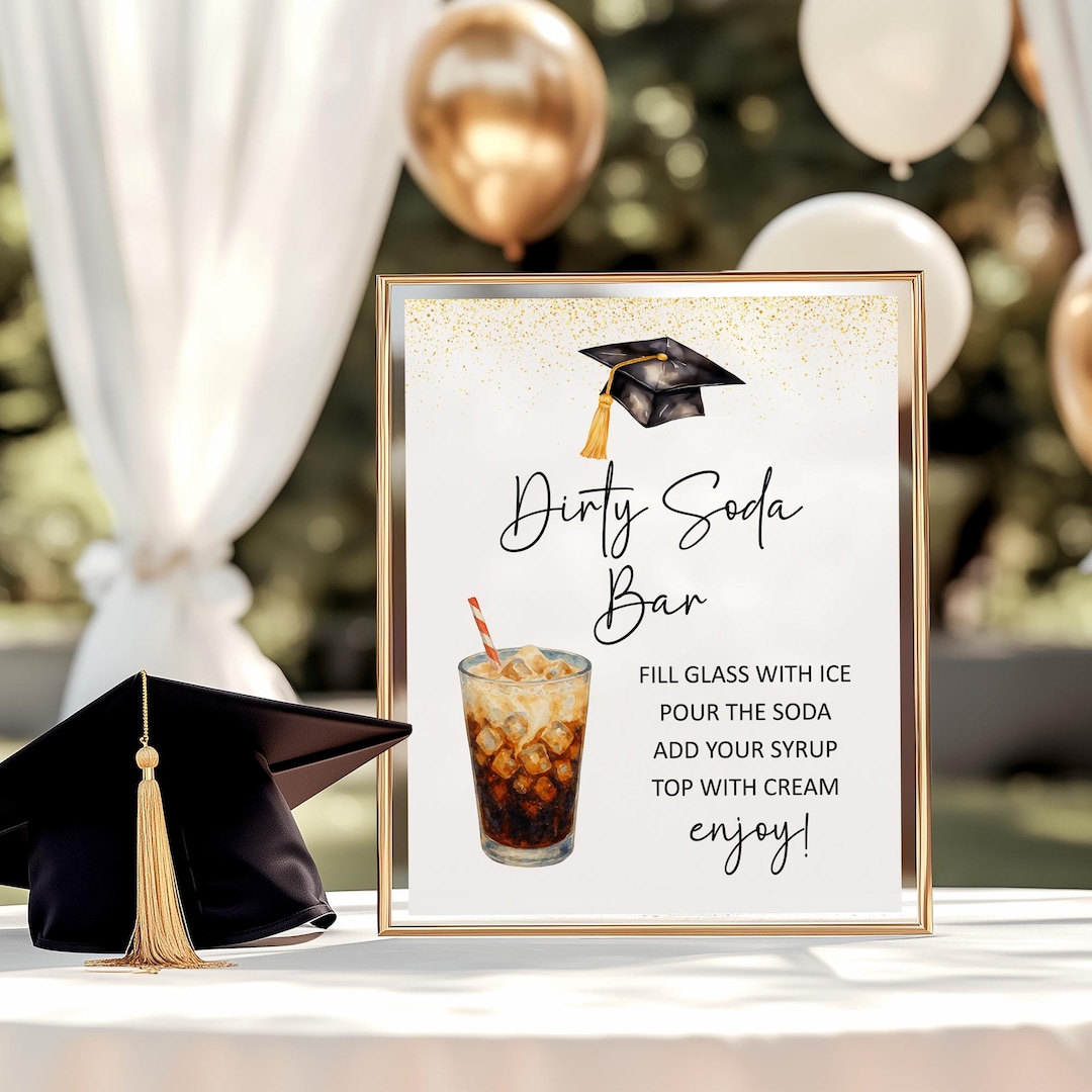 Graduation Dirty Soda Bar Sign, Minimalist Table Sign, Mocktail Menu ...
