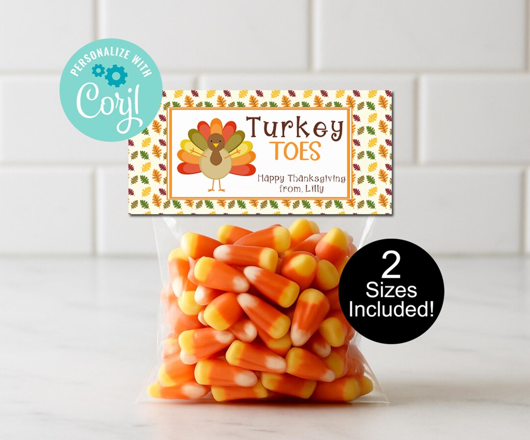 Thanksgiving Bag Toppers, Turkey Toes, Treat Bag Favors, Favors for ...