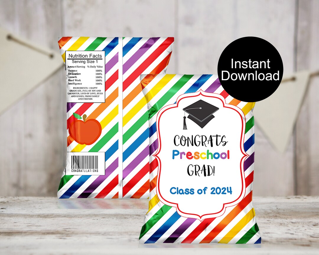 Preschool Graduation Chip Bag, Class of 2024 Chip Bags, Graduation ...