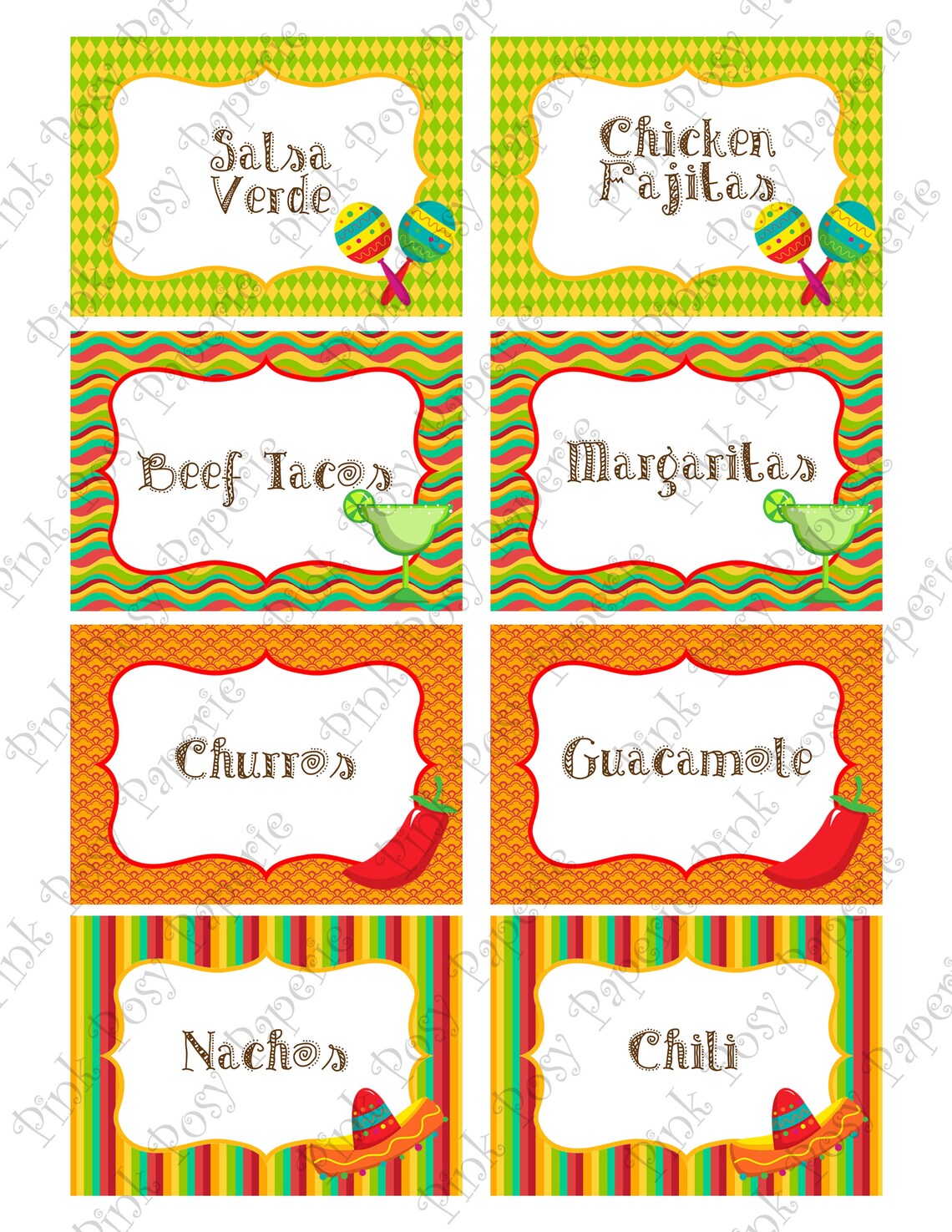 Cinco De Mayo Food Labels, Fiesta Birthday Labels, Mexican Party Labels ...