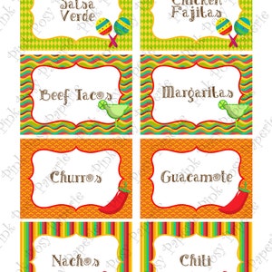 Cinco De Mayo Food Labels, Fiesta Birthday Labels, Mexican Party Labels ...