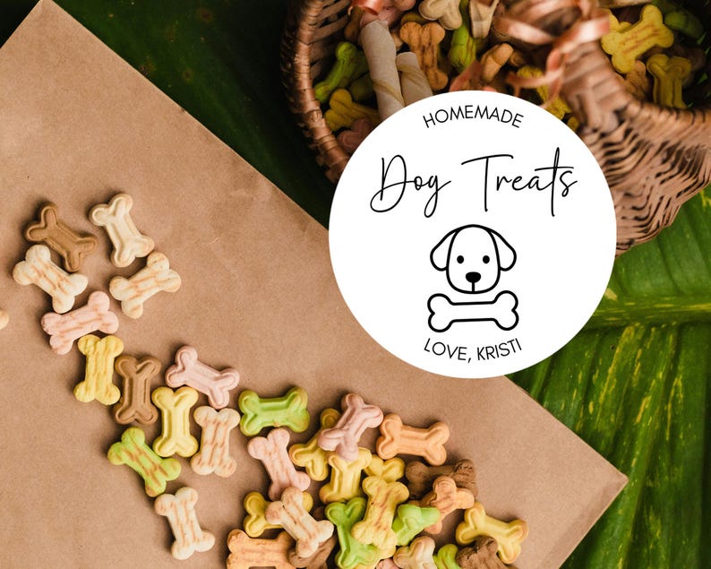 Homemade Dog Treat Labels, Doggie Chew Favor, Pet Bakery Stickers ...