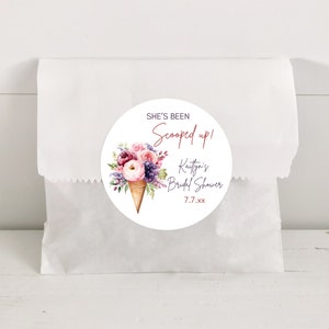 She's Been Scooped up Labels, Ice Cream Bridal Shower Stickers ...