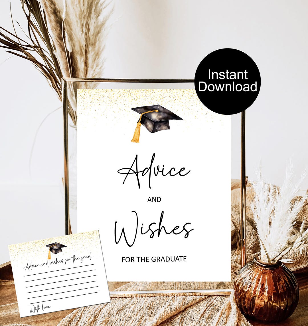 Advice and Wishes Graduate Sign, Graduation Memories, Well Wishes Cards ...