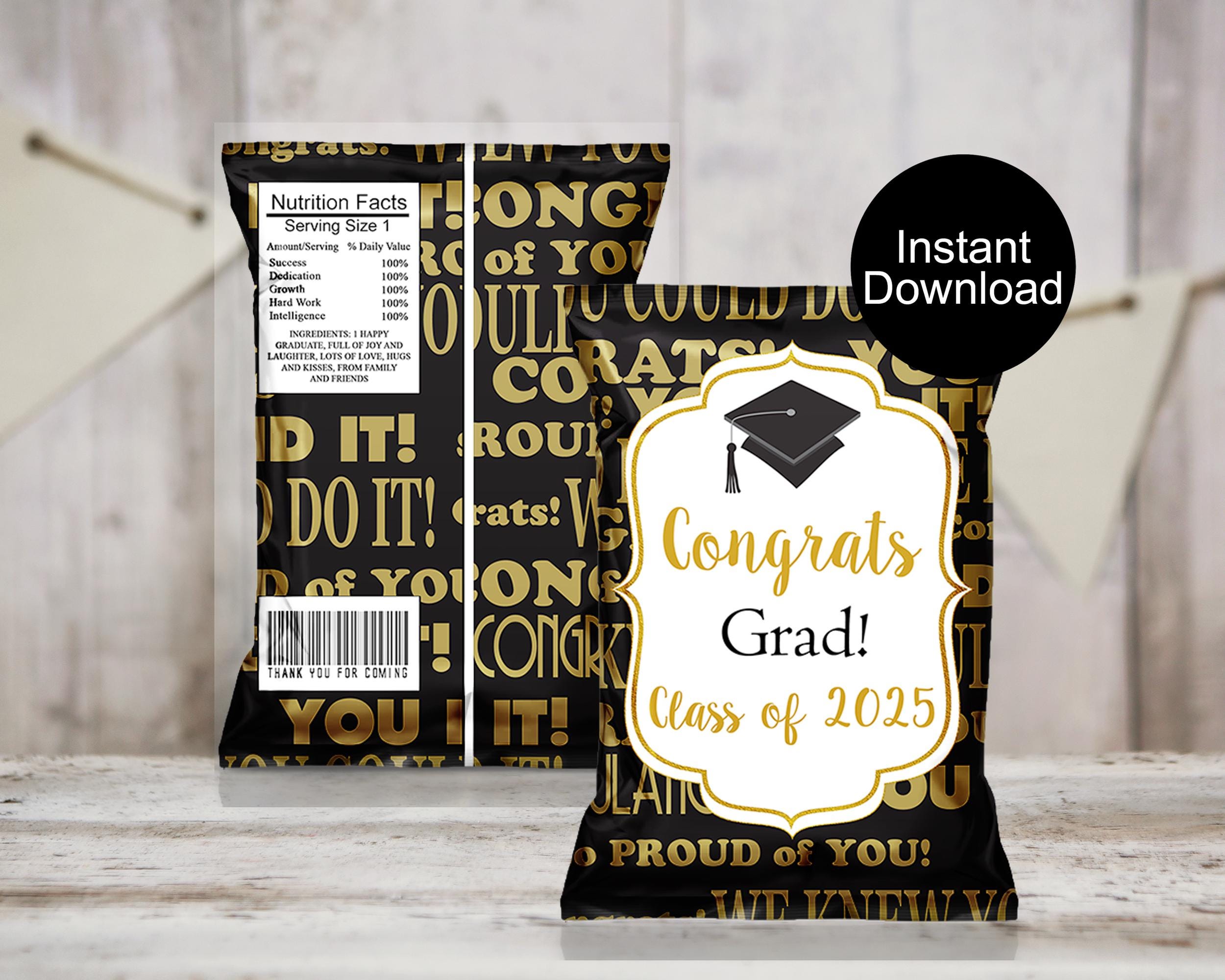 Graduation Chip Bag, Class of 2025 Chip Bags, Graduation Treats ...