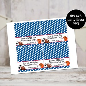 Editable Valentine Bag Toppers, Valentine Party Favors, Sports Balls ...