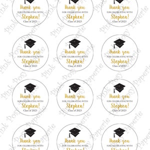 Editable Graduation Favor Labels, Black Gold Graduation Label ...