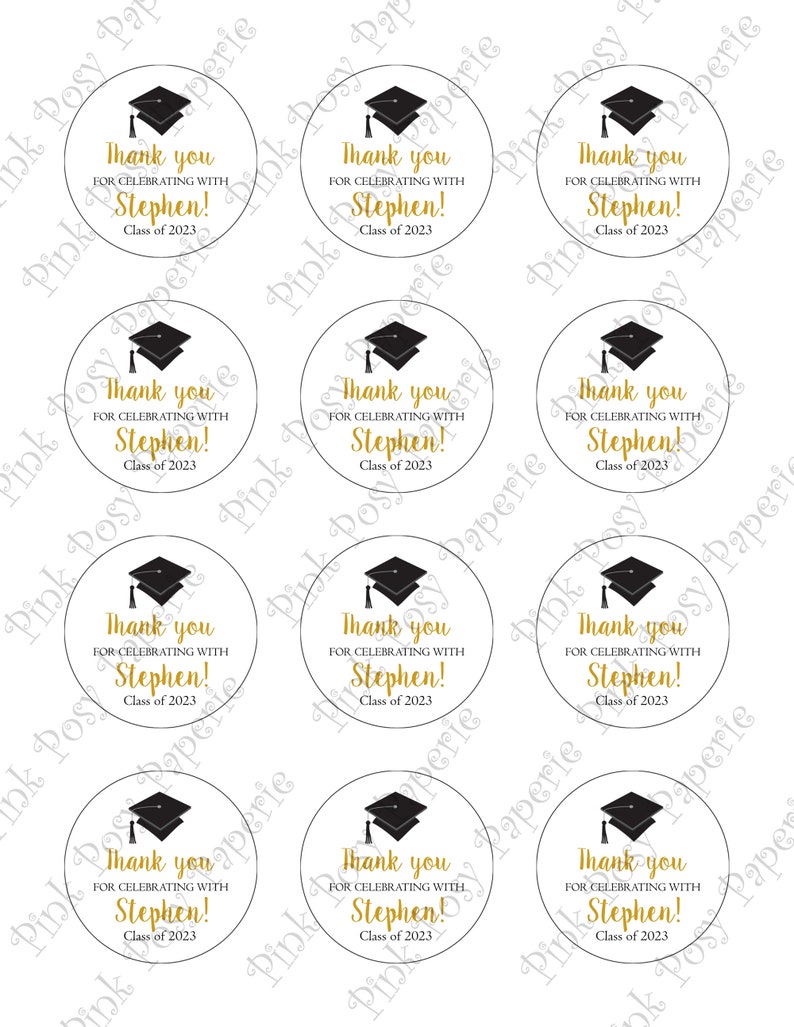 Editable Graduation Favor Labels Black Gold Graduation Label - Etsy