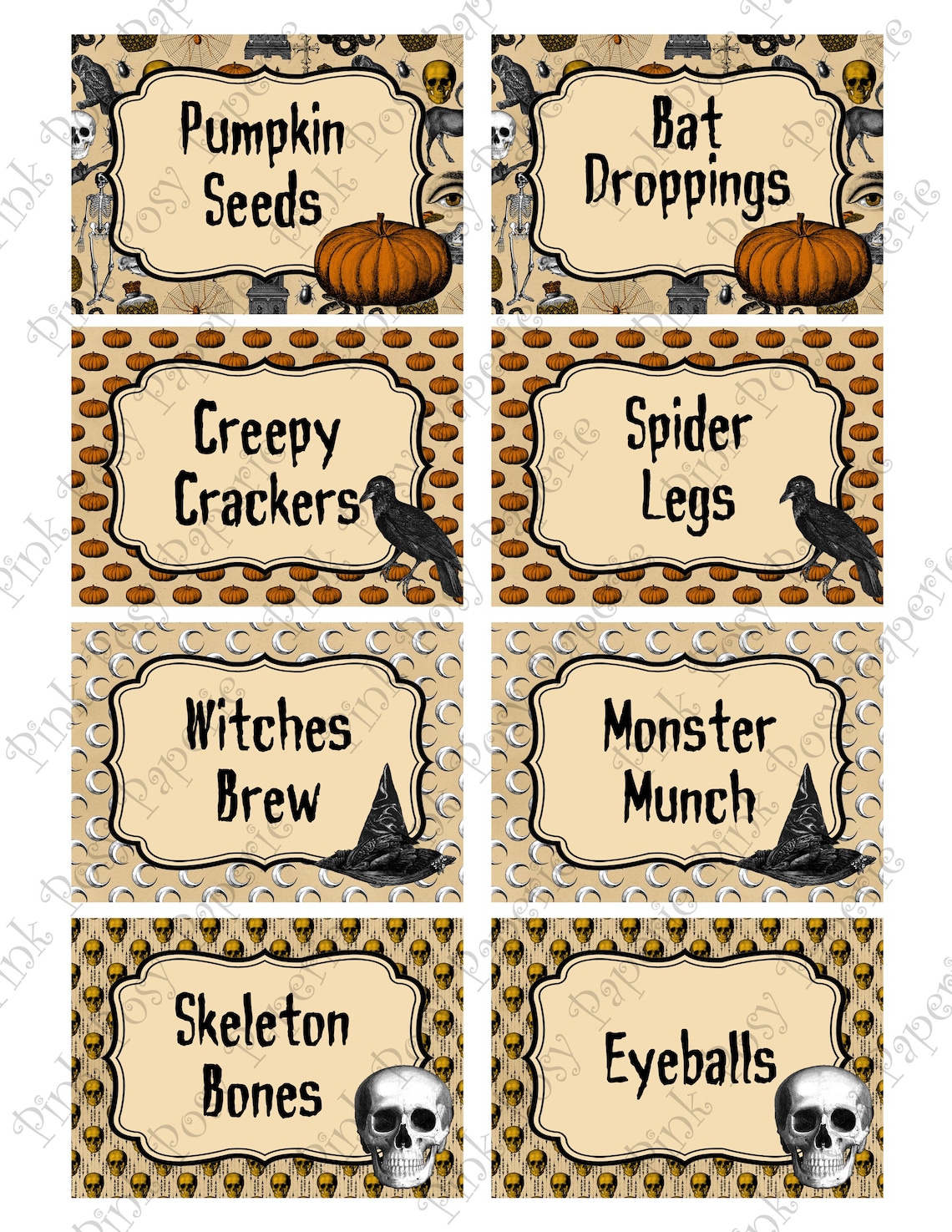 Editable Halloween Food Cards Vintage Halloween Buffet Cards - Etsy