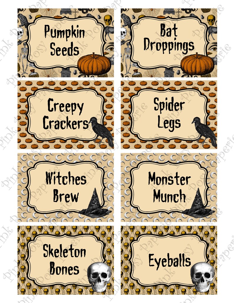 Editable Halloween Food Cards Vintage Halloween Buffet Cards - Etsy