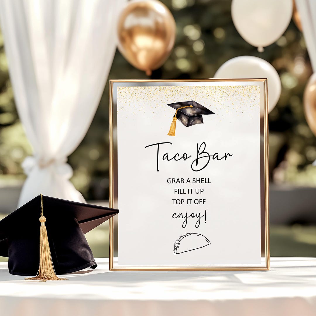 Graduation Taco Bar Sign, Minimalist Table Sign, Mexican Theme Party ...