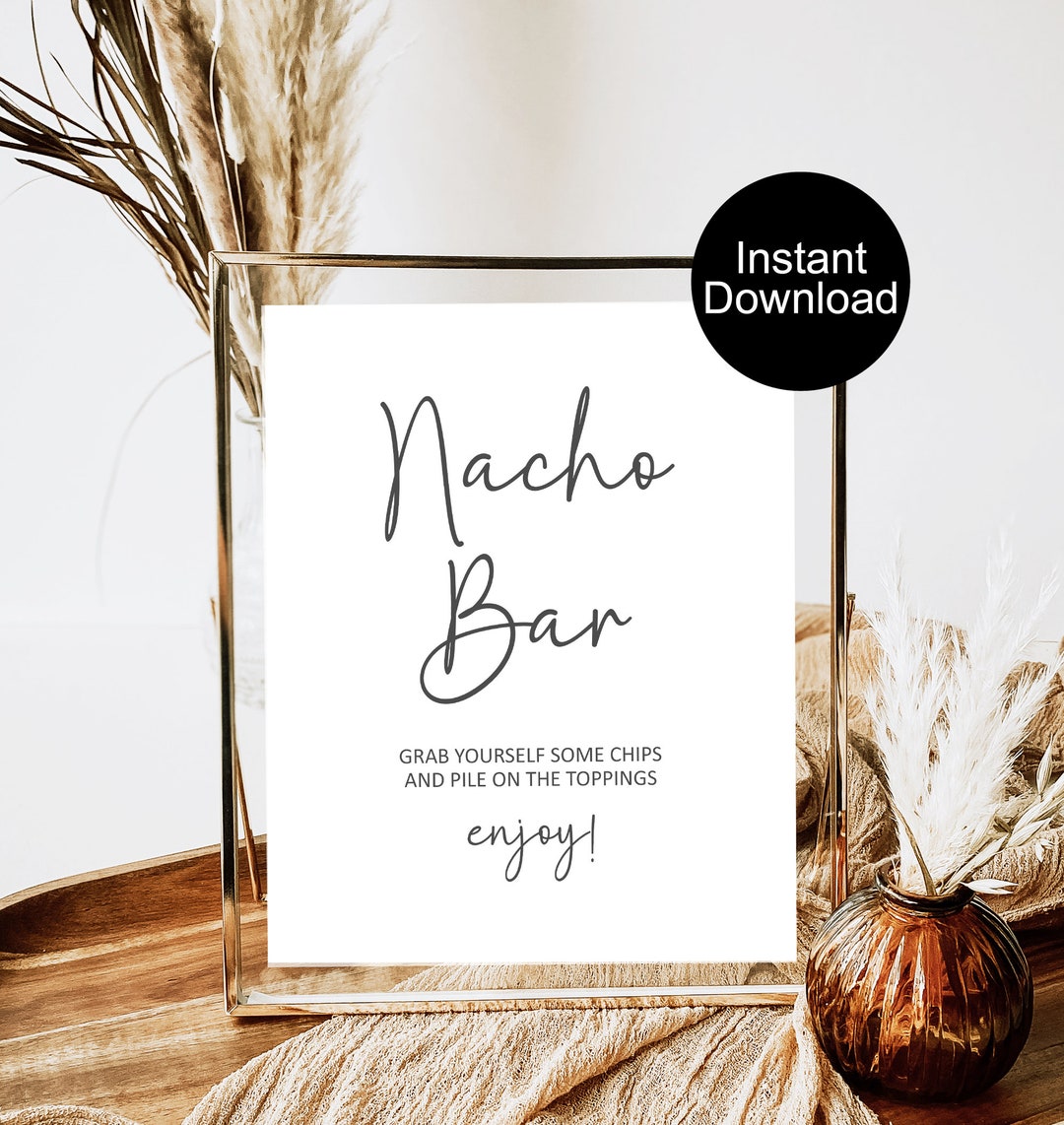 Nacho Bar Wedding Sign, Minimalist Table Sign, Mexican Theme Rehearsal ...