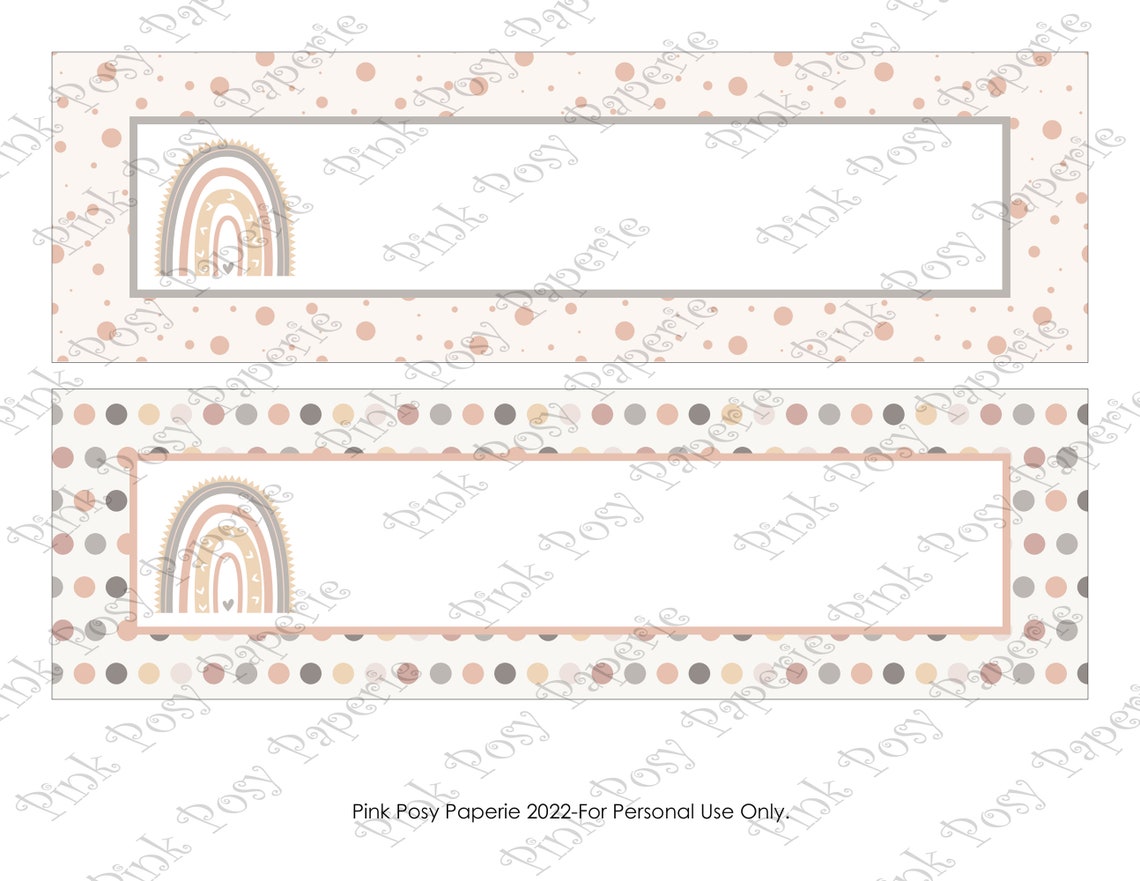 Editable Desk Name Plates Rainbow Desk Name Tag Boho Labels - Etsy