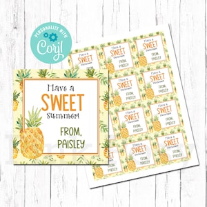 Editable Pineapple Tags, End of School Year Tags, Fruit Gift Tags ...